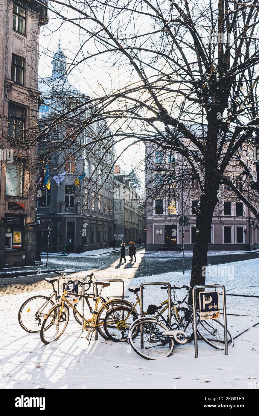 Riga latvia snow covered street hi-res stock photography and images - Alamy