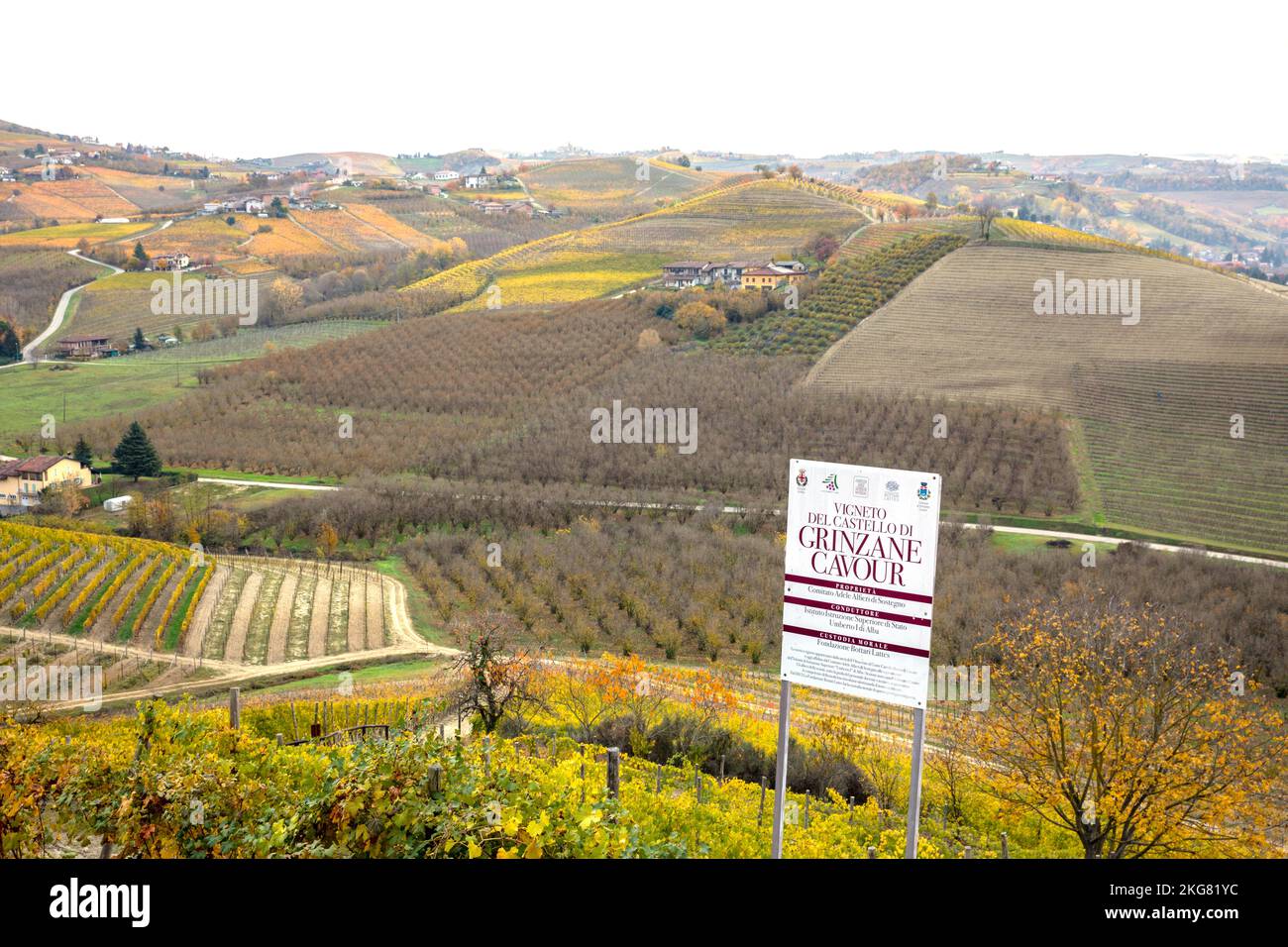 The landscape from Grinzane Cavour, Cuneo, Piedmont, Italy Stock Photo ...