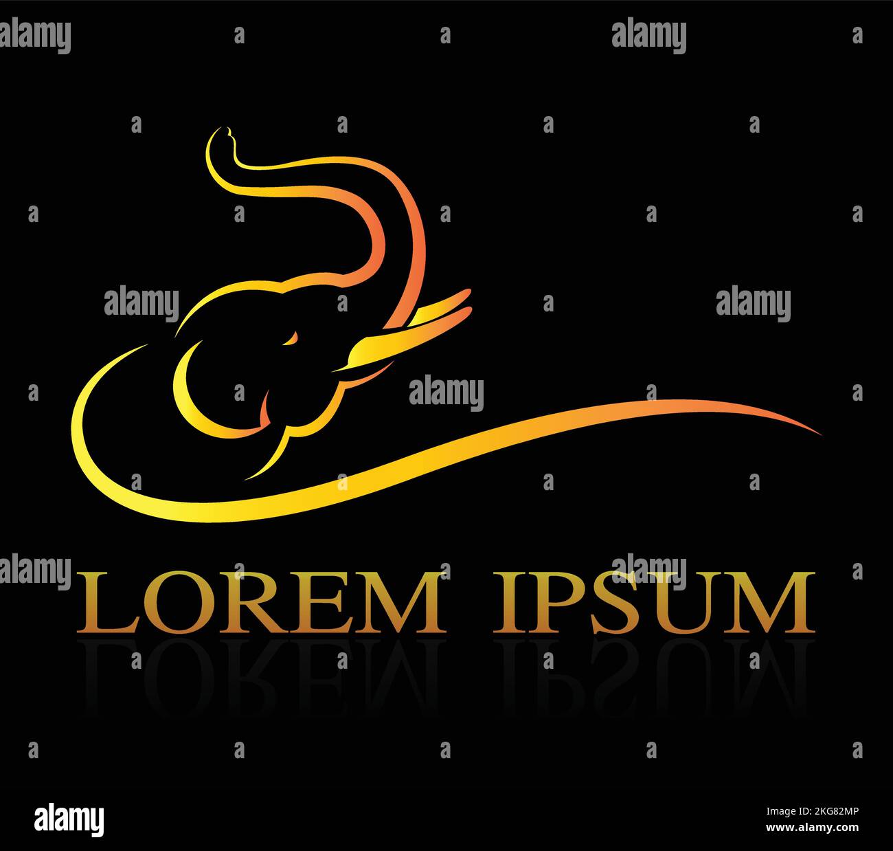 Vector image of an elephant on a black background. Easy editable ...