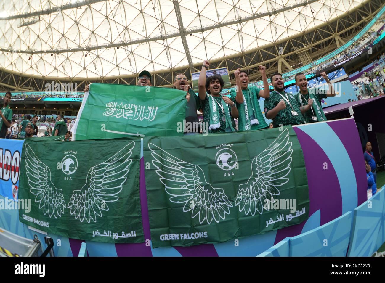 Lusail, Qatar. 22 November, 2022. Arabia Saudita fans during the Qatar ...
