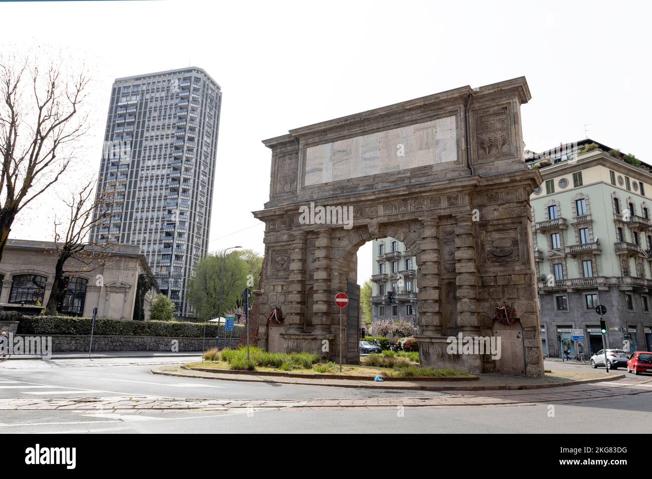 MILAN, ITALY, APRIL 7, 2022 - Porta Romana (Roman's Gate) monument and ...