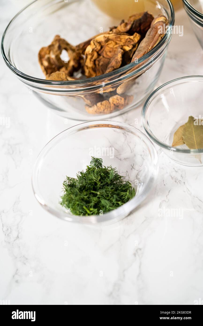 Creamy wild mushroom soup Stock Photo - Alamy