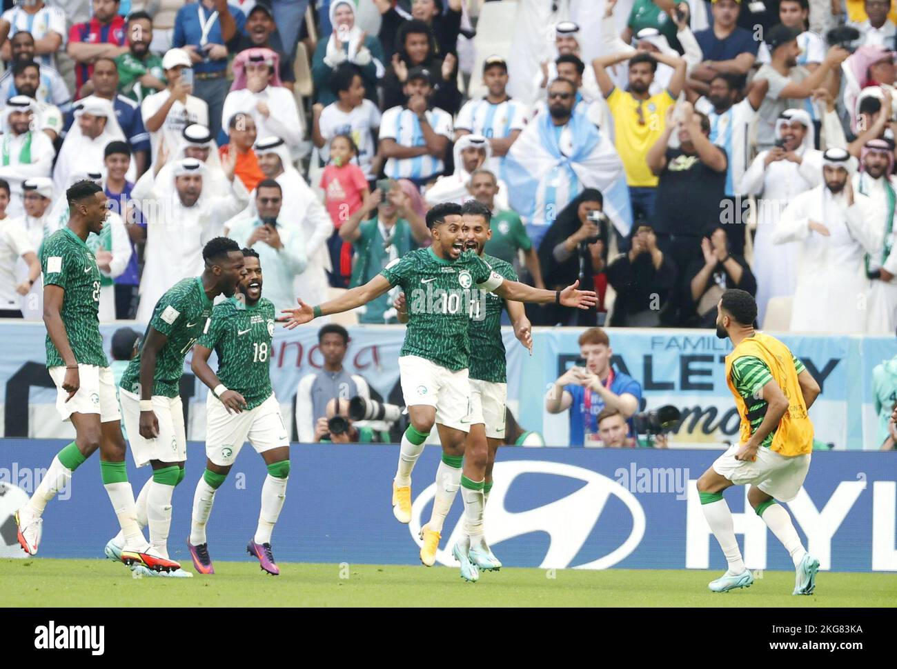 Salem Aldawsari (10) of Saudi Arabia celebrates after scoring a goal in ...