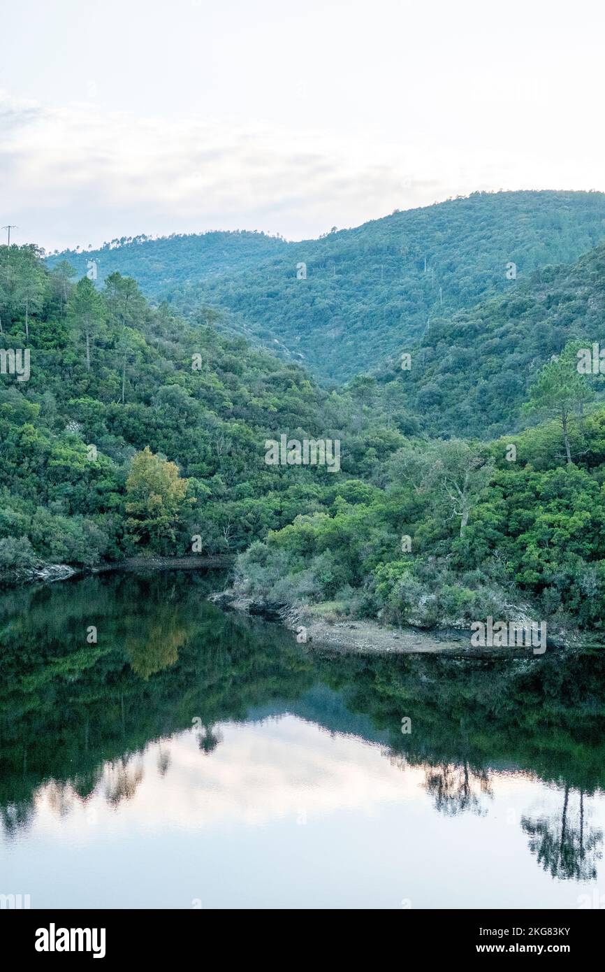 Vanadal water retention wiith clouds reflecting in the water, in la ...