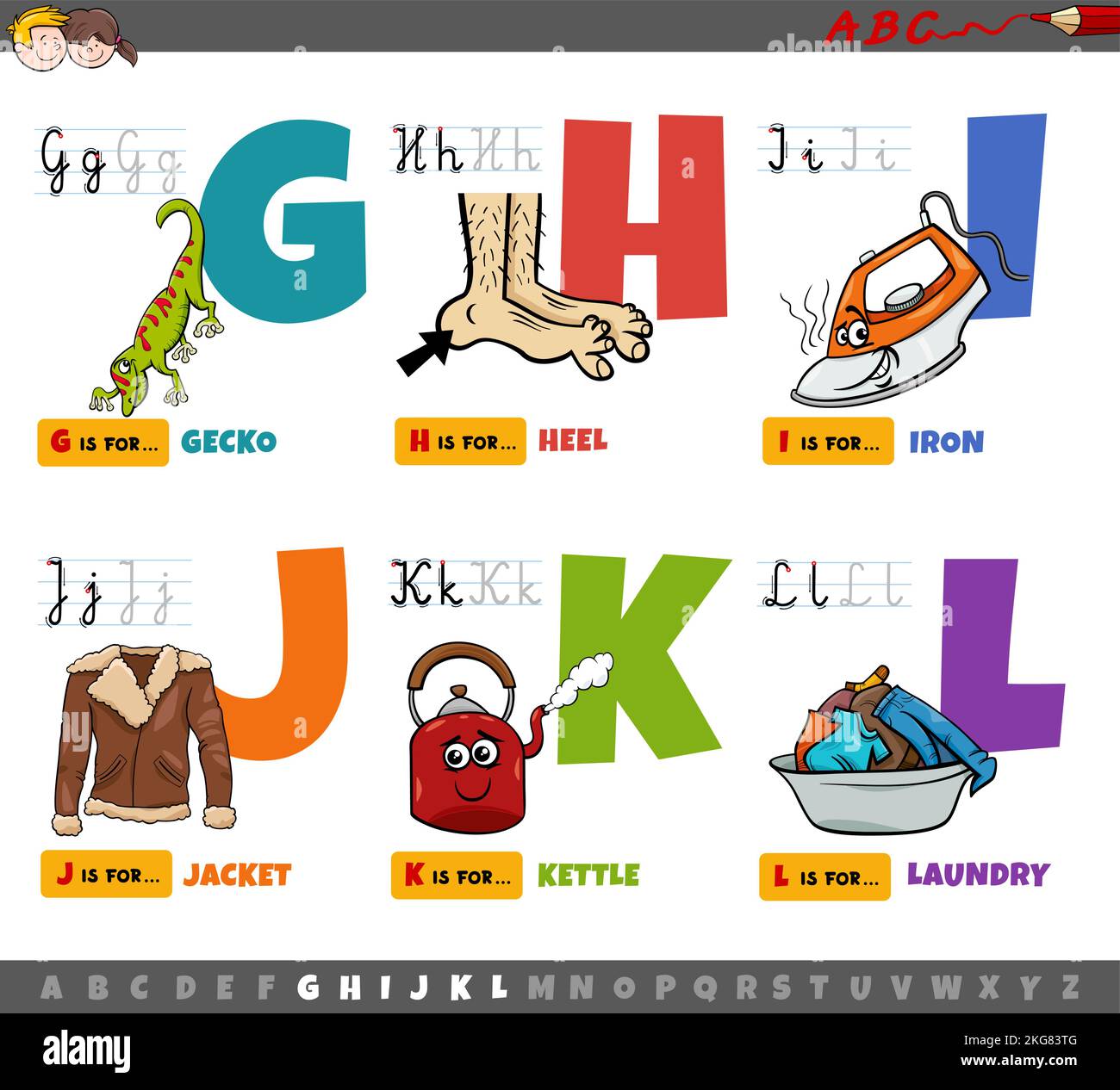 Cartoon illustration of capital letters from alphabet educational set ...