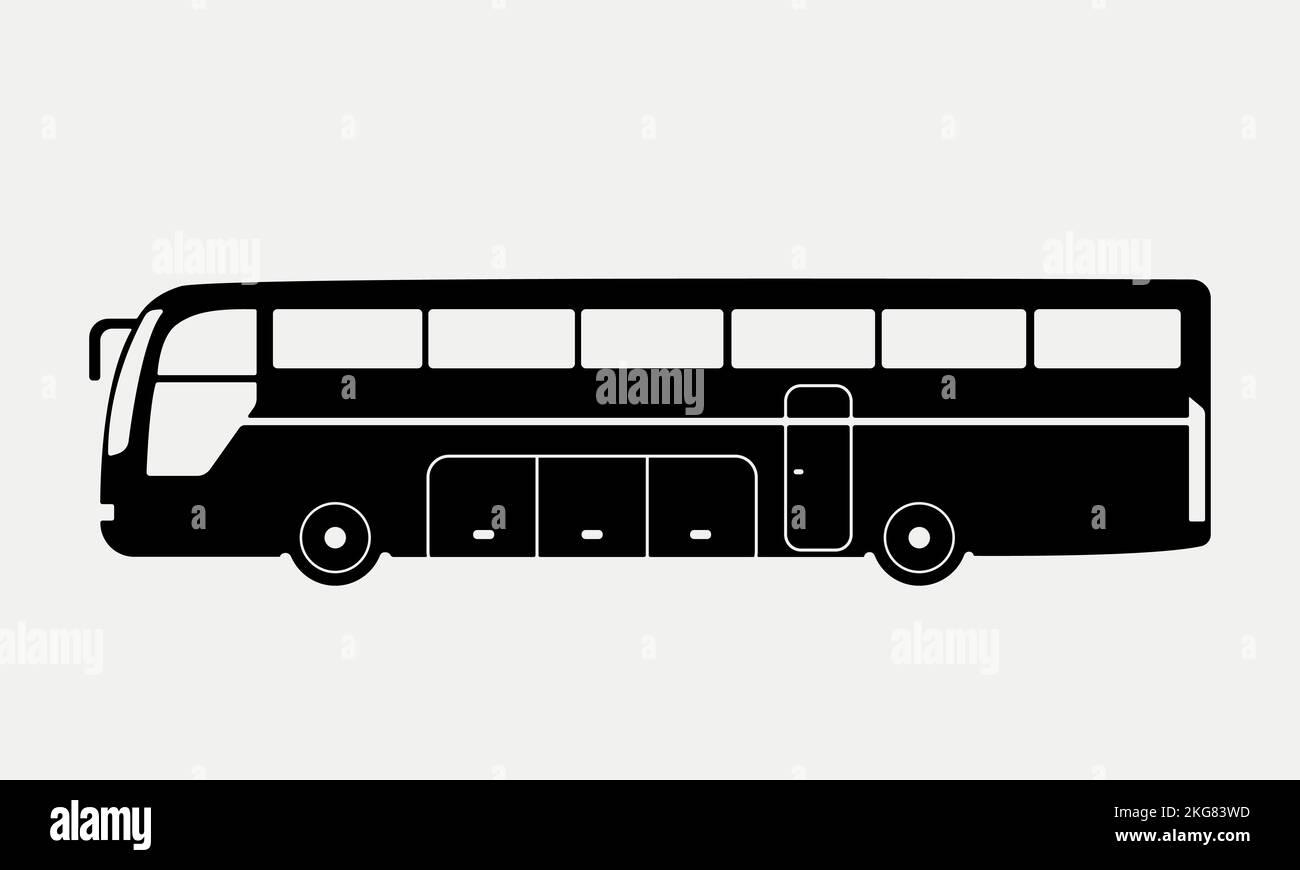 A black sketch drawing of a public bus isolated on a white background ...