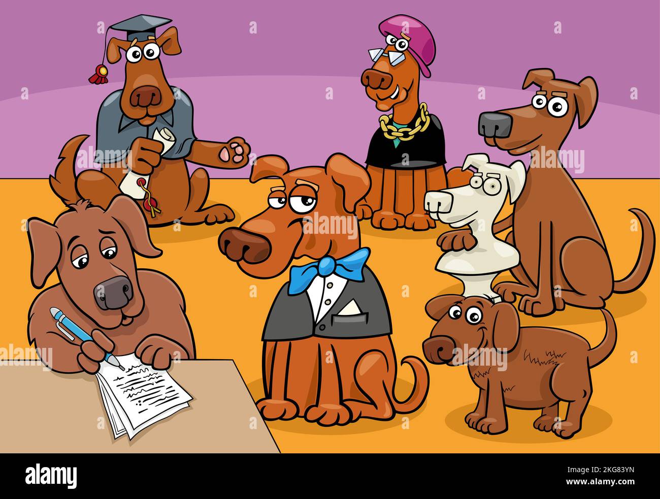 Cartoon illustration of funny dogs comic animal characters group Stock ...