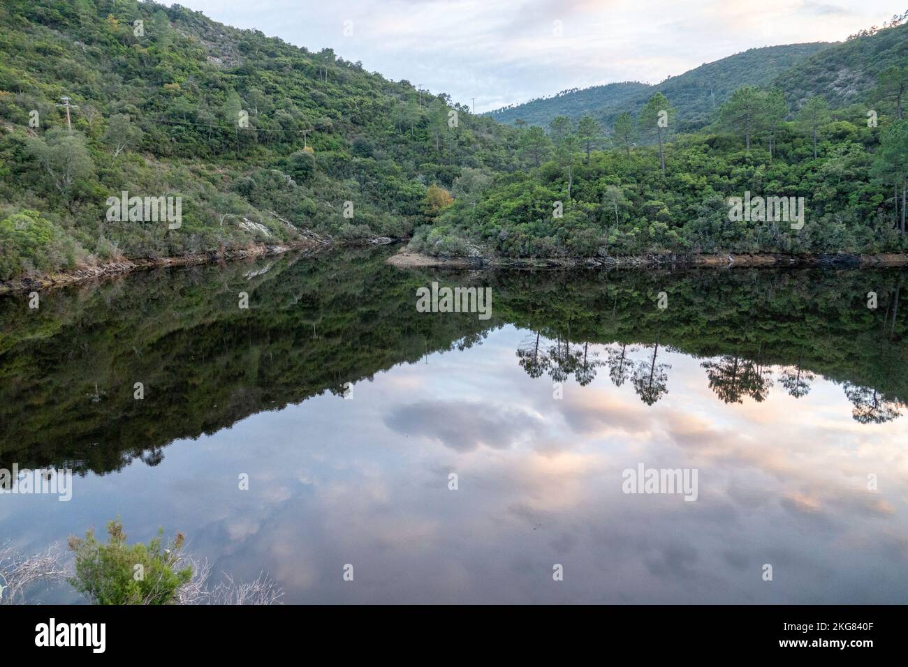 Vanadal water retention wiith clouds reflecting in the water, in la ...