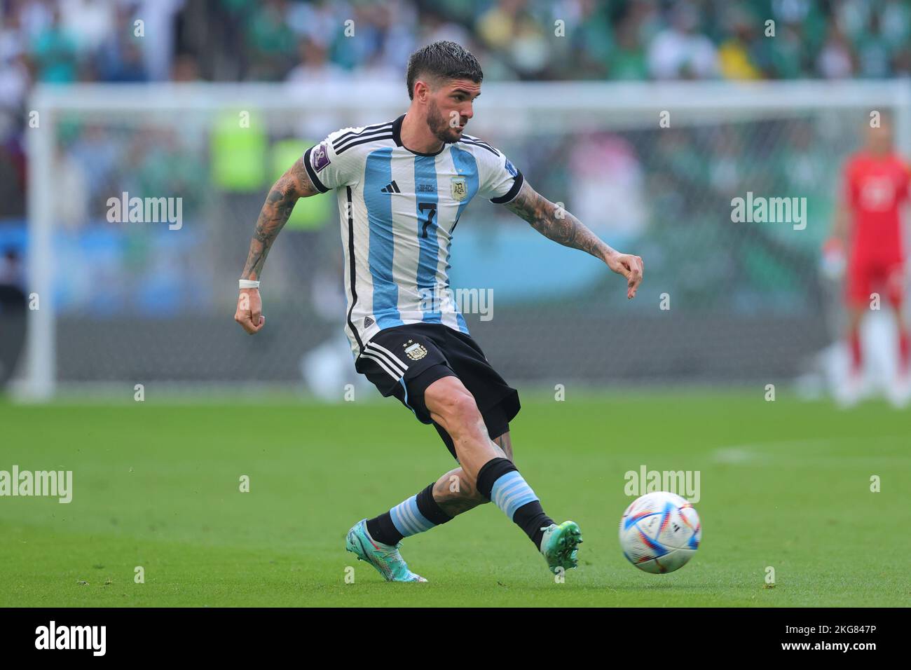 Lusail, Qatar. 22nd Nov, 2022. Rodrigo De Paul of Argentina passes the ...