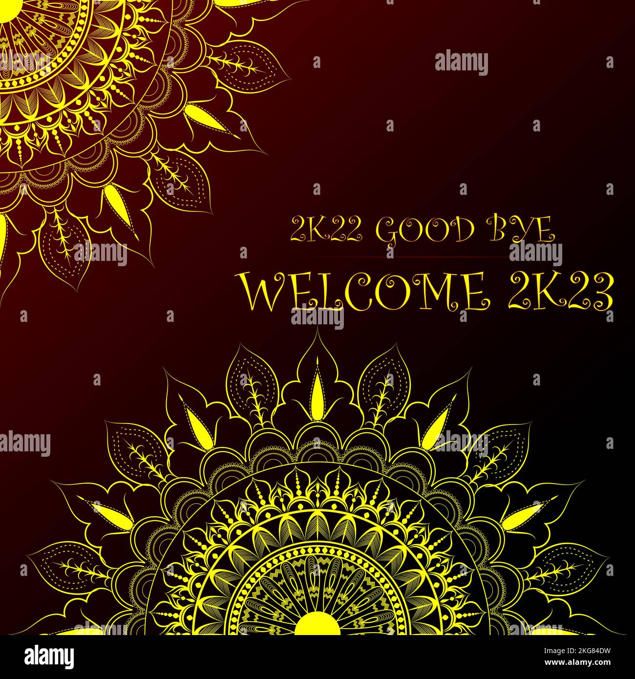 Welcome 2023 banner or poster with mandala art, happy new year 2023 ...