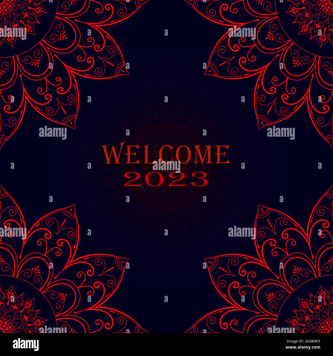 Welcome 2023 banner or poster with mandala art, happy new year 2023 ...
