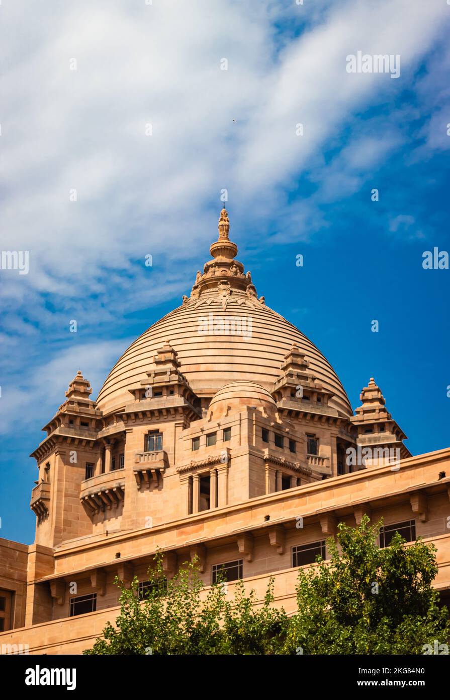 A vertical shot of the Umaid Bhawan Palace dome. Jodhpur, Rajasthan ...