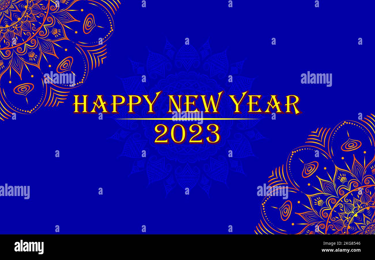 Welcome 2023 banner or poster with mandala art, happy new year 2023 ...