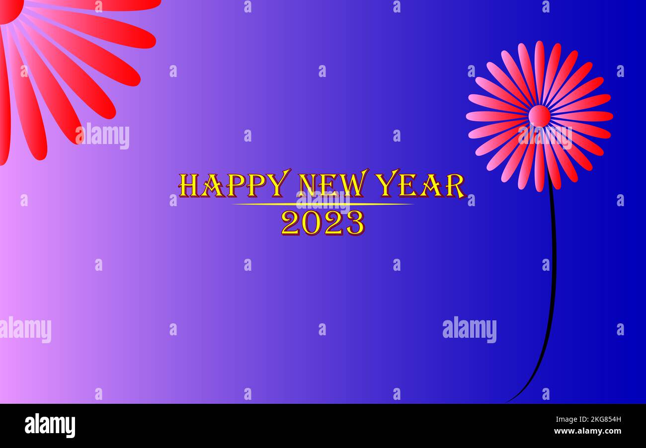 Welcome 2023 banner or poster with simple flower background, happy new ...