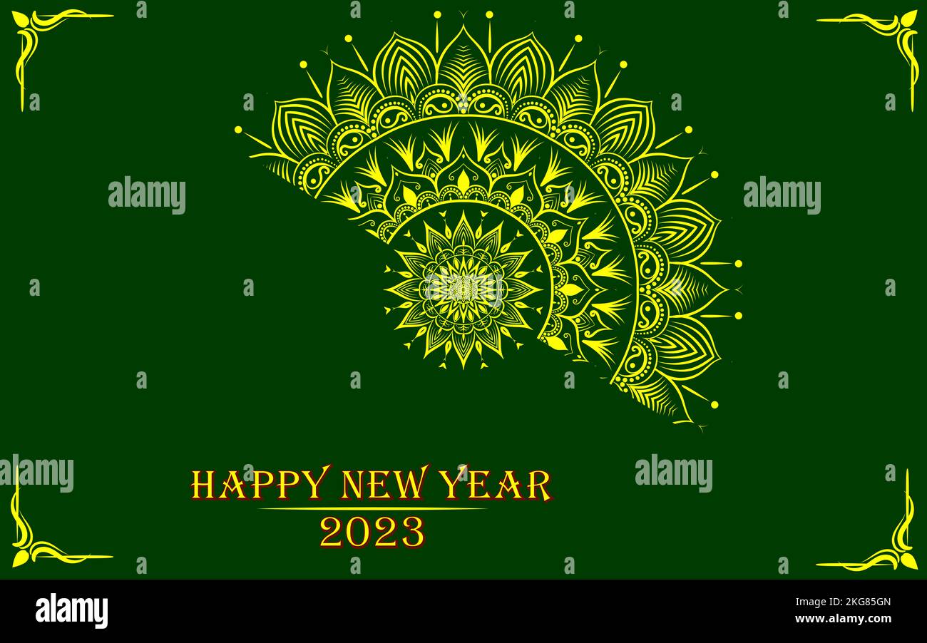 Welcome 2023 banner or poster with mandala art, happy new year 2023 ...