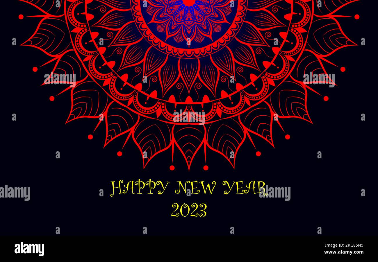 Welcome 2023 banner or poster with mandala art, happy new year 2023 ...