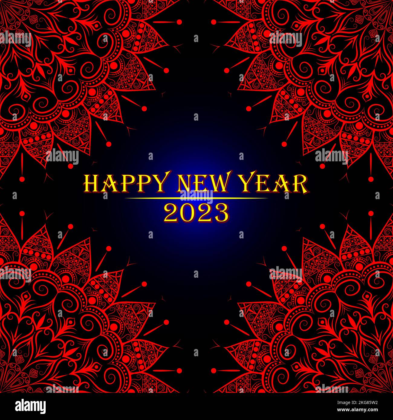 Welcome 2023 banner or poster with mandala art, happy new year 2023 ...