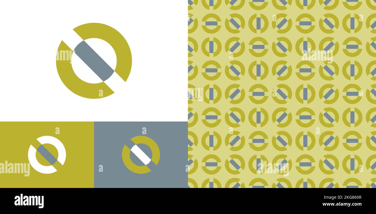 Modern split circle icon graphic and repeat texture pattern. For logo ...