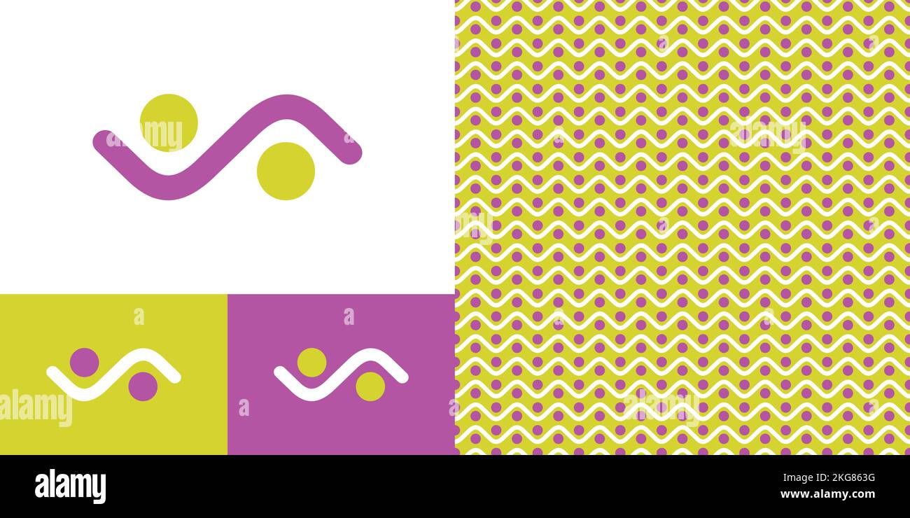 Unique two person icon graphic and repeat texture pattern. For logo ...