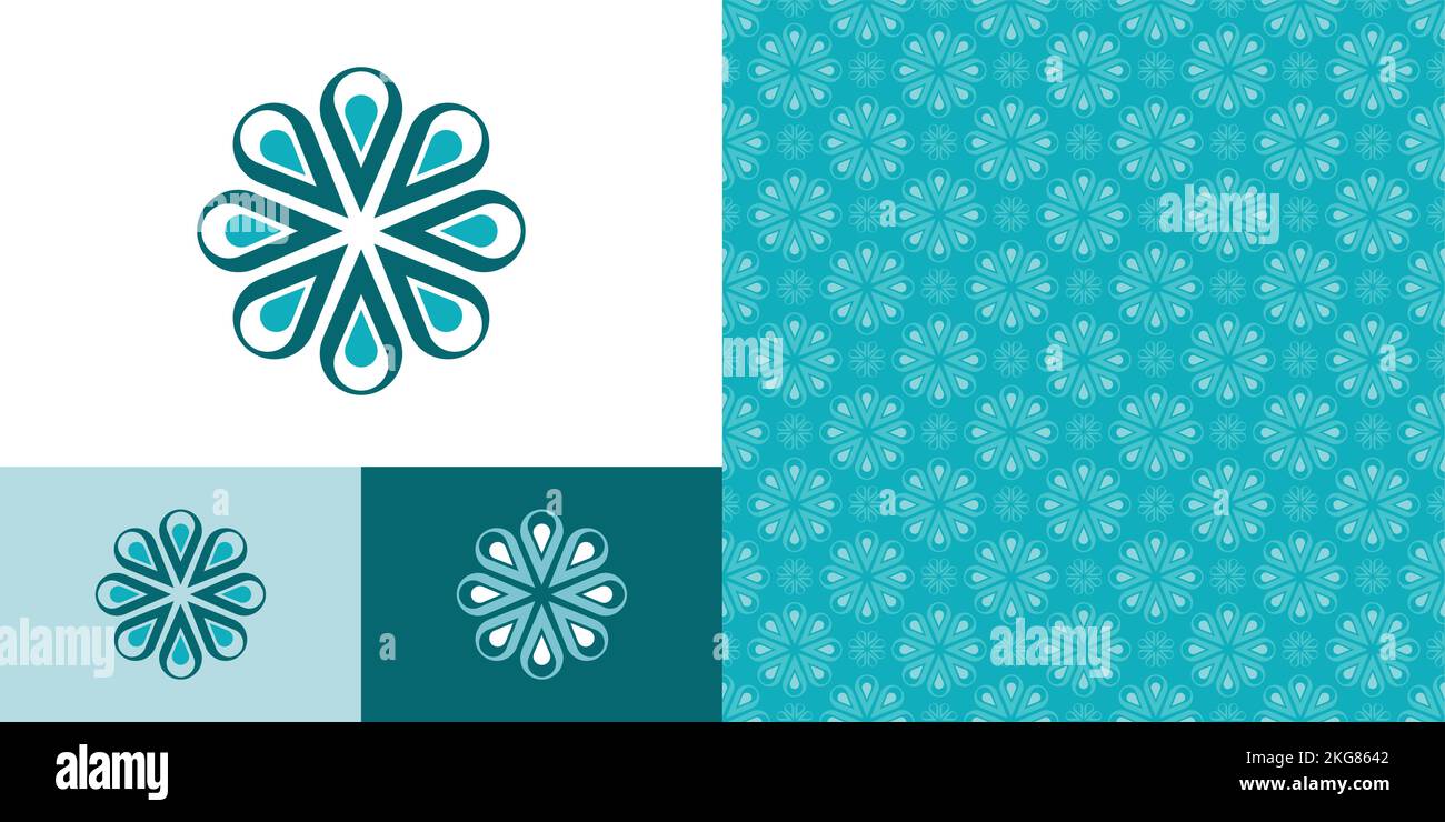 Modern flower icon graphic and repeat texture pattern. For logo designs ...
