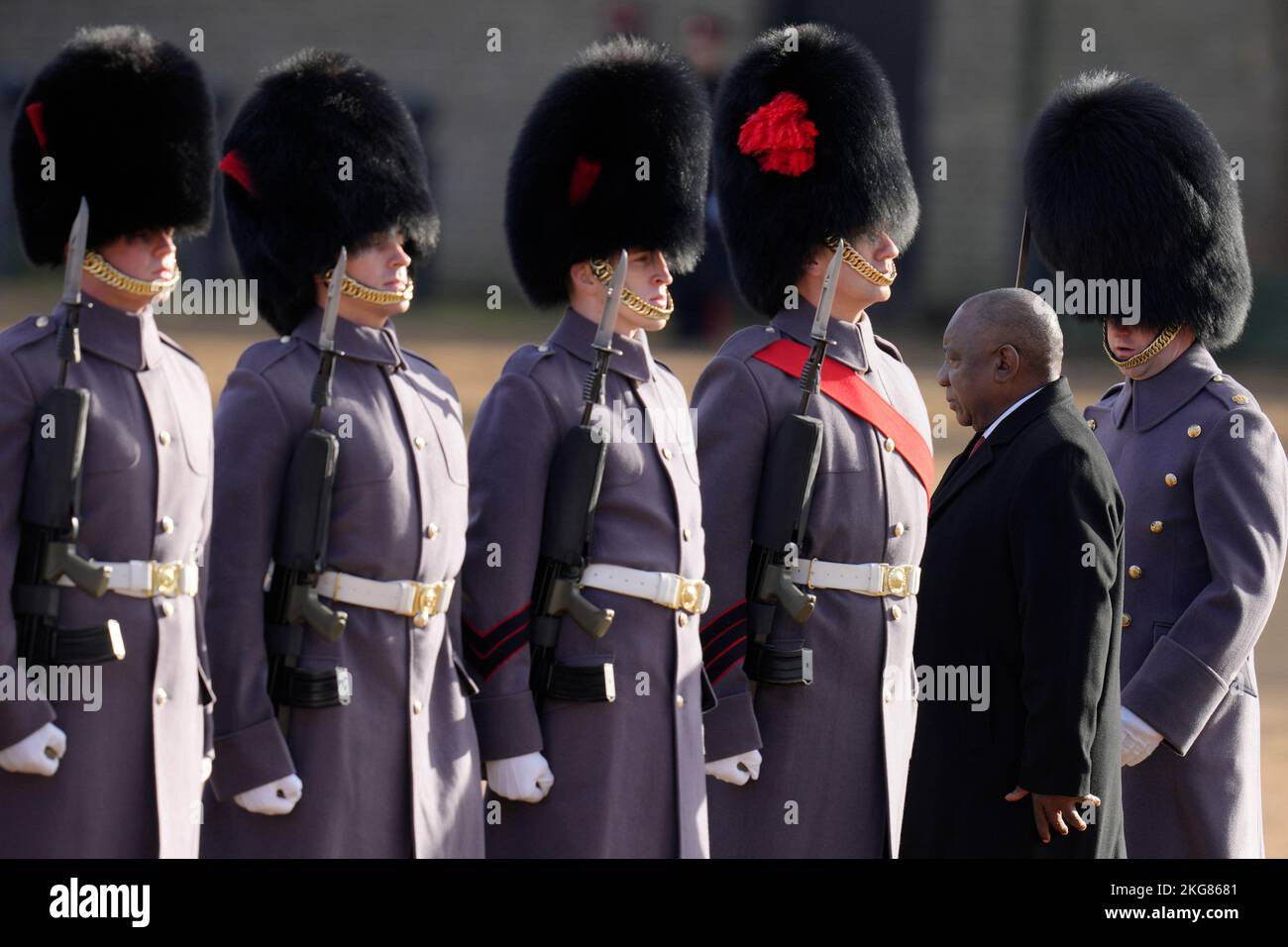 President Cyril Ramaphosa of South Africa inspects a Guard of Honour ...