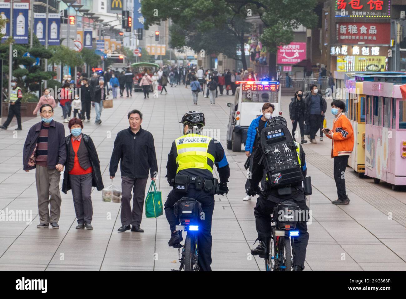SHANGHAI, CHINA - NOVEMBER 22, 2022 - Two fully equipped police ...