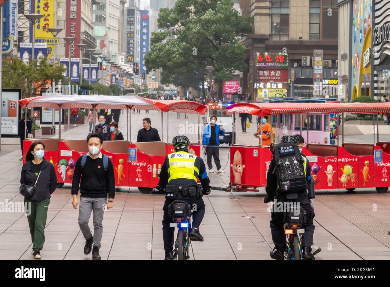 SHANGHAI, CHINA - NOVEMBER 22, 2022 - Two fully equipped police ...