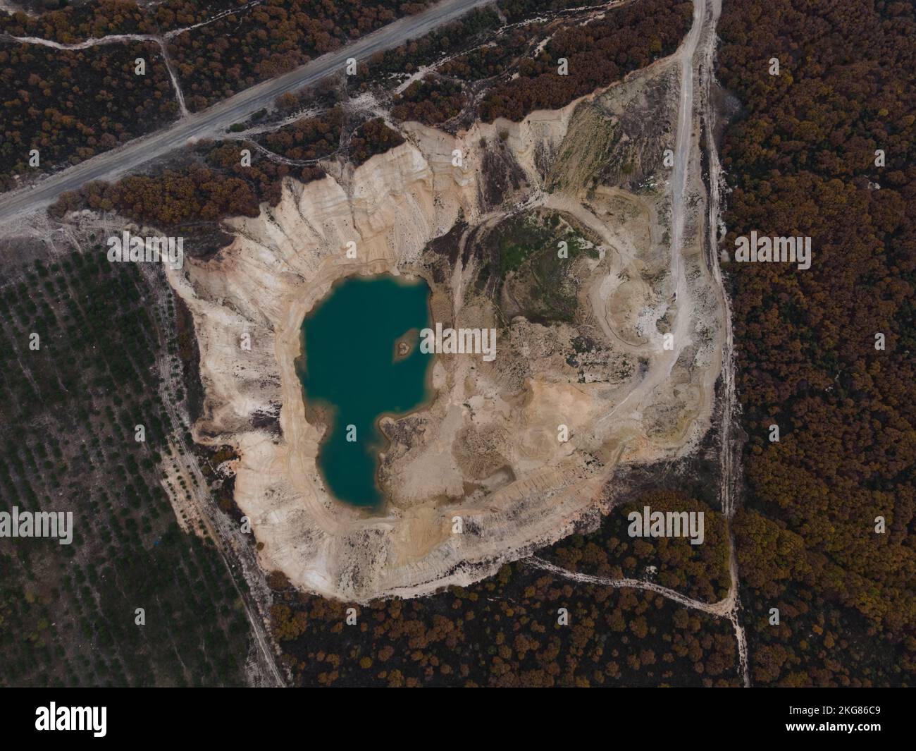 An aerial view of a mine in a sand quarry Stock Photo - Alamy