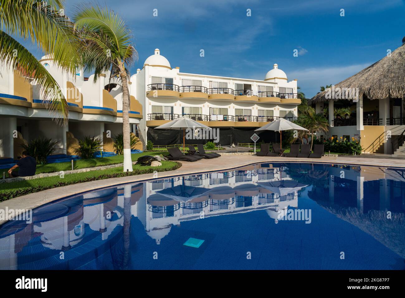 A resort hotel on Chahue Beach in the Bahias of Huatulco on the Pacific ...