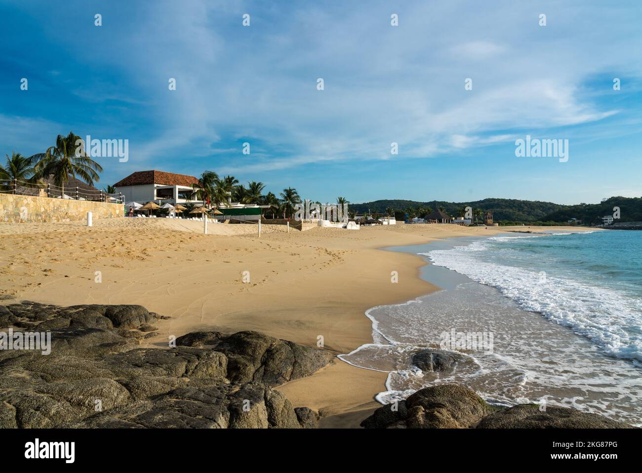 Resorts on Chahue Beach in the Bahias of Huatulco on the Pacific Coast ...