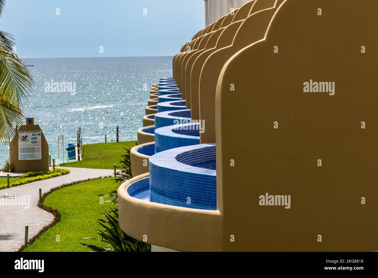 Architectural detail of a resort hotel on Chahue Beach in the Bahias of ...
