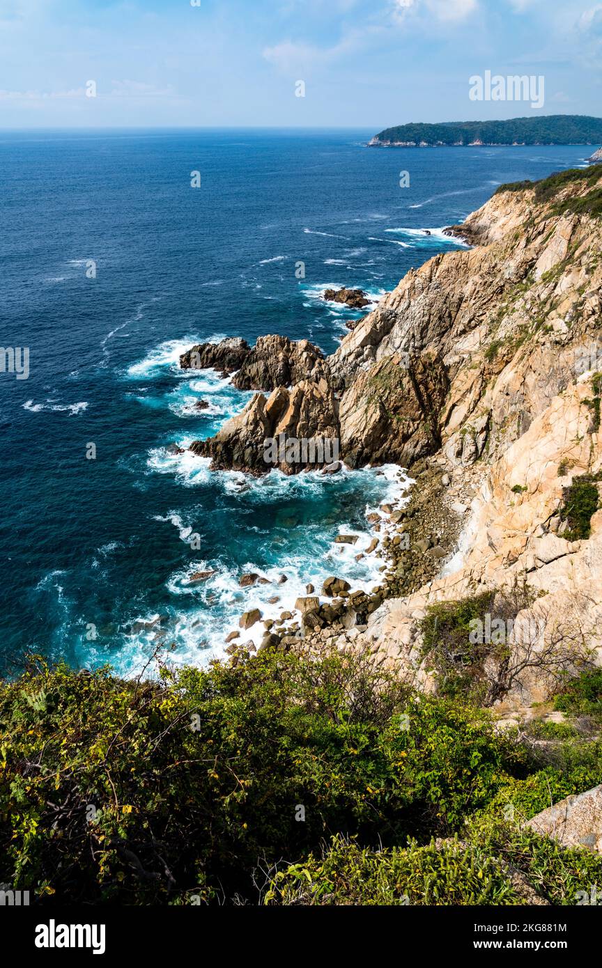 Overlooking the rugged shoreline of Huatulco National Park on the ...