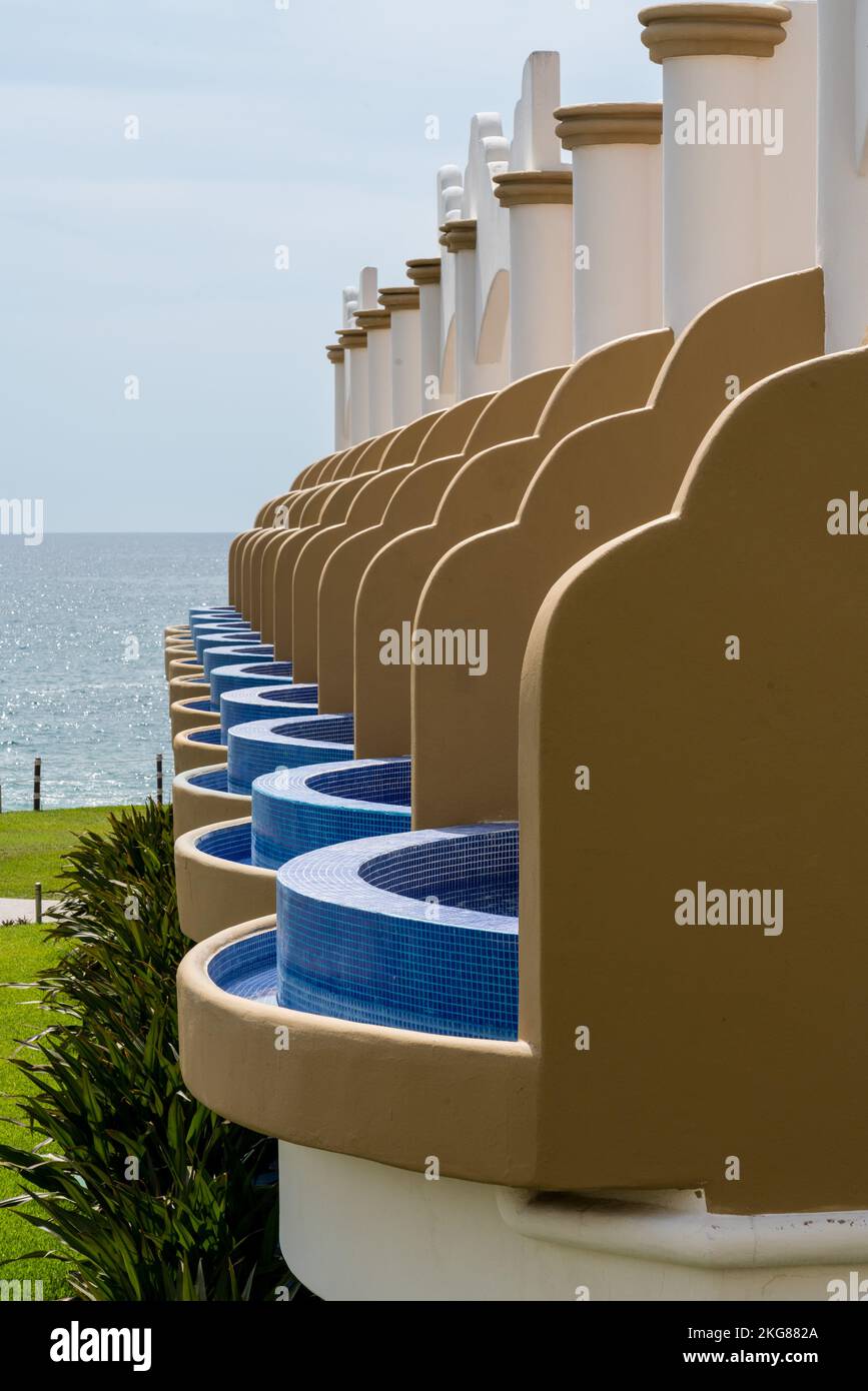 Architectural detail of a resort hotel on Chahue Beach in the Bahias of ...