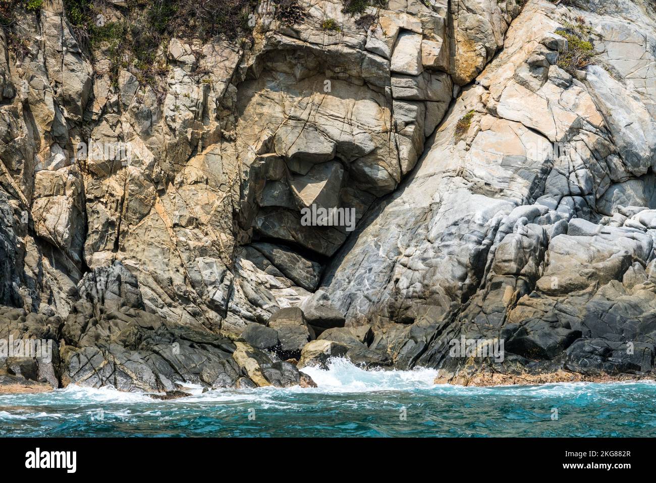 The Face in the Rock or Cara de Piedra, a natural feature on the rugged ...