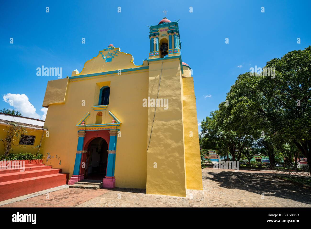 The colorfully painted Church of Our Lady of the Nativity or Nuestra ...