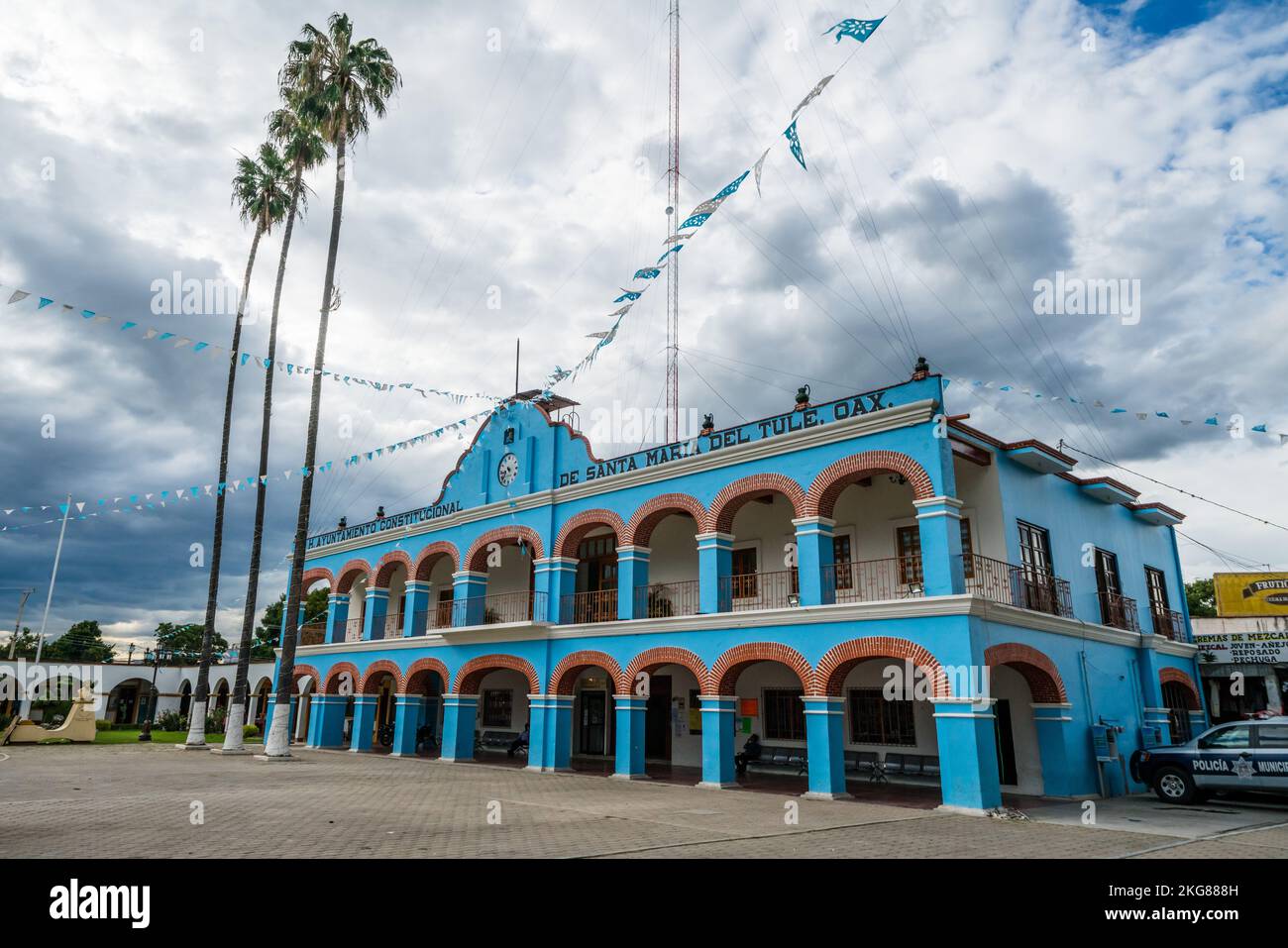 The town hall or municipal palace on the central plaza of Santa Maria ...