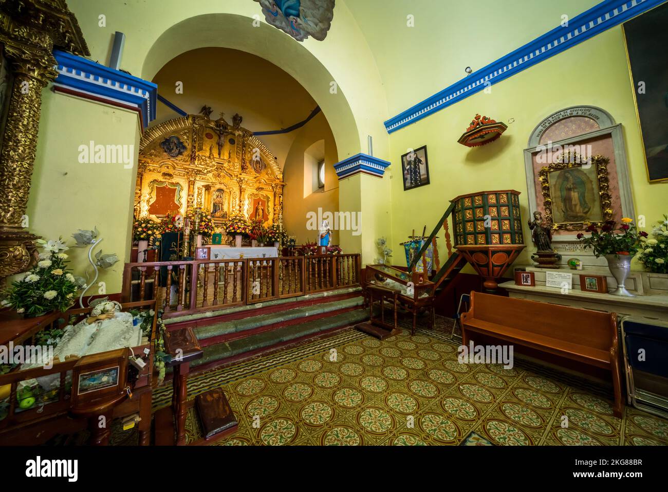 The interior of the Baroque-style Temple of the Virgin Mary of the ...