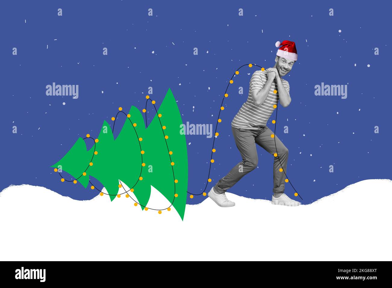 Photo sketch graphics artwork picture of funny funky guy dragging ...