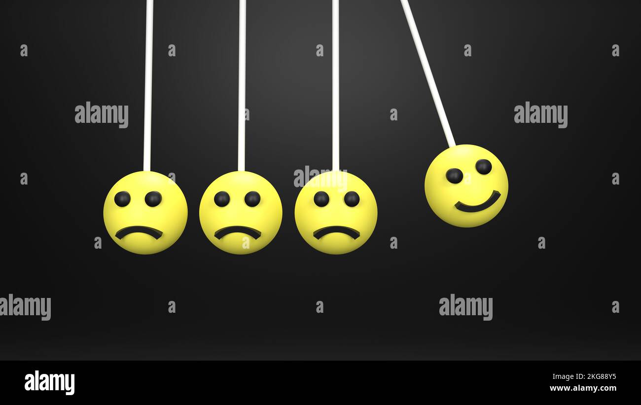 3d illustration. Business teamwork concept with emoticon happy and sad ...