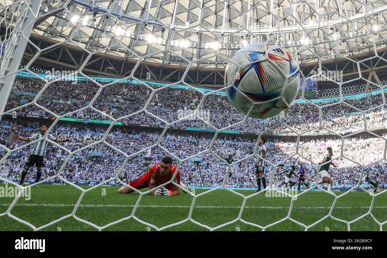 Lusail, Qatar. 22nd Nov, 2022. Emiliano Martinez (2nd L), goalkeeper of ...
