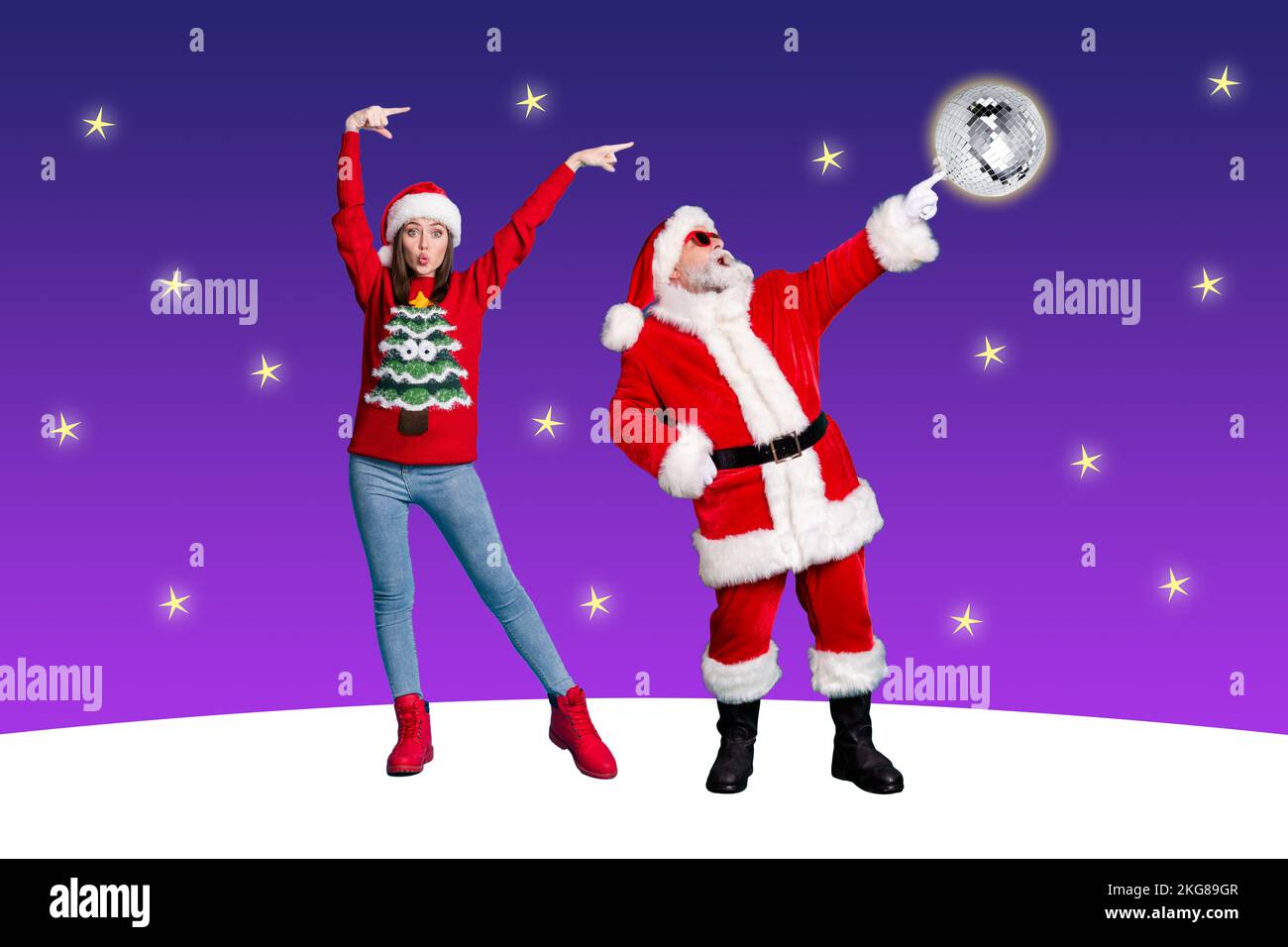 Creative photo 3d collage artwork poster postcard of two funny funky ...