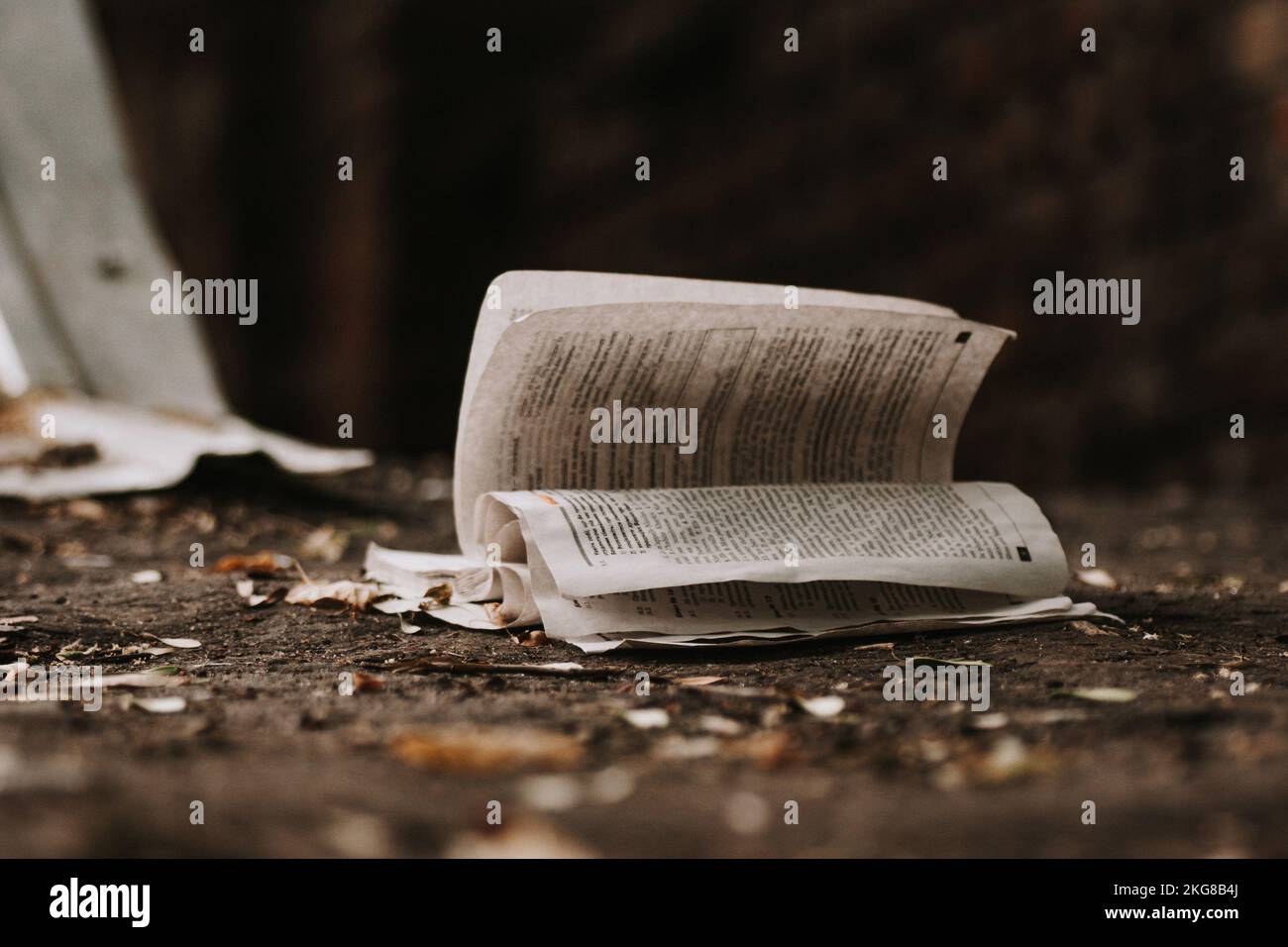 open book and crumpled pages on the dirty ground Stock Photo - Alamy