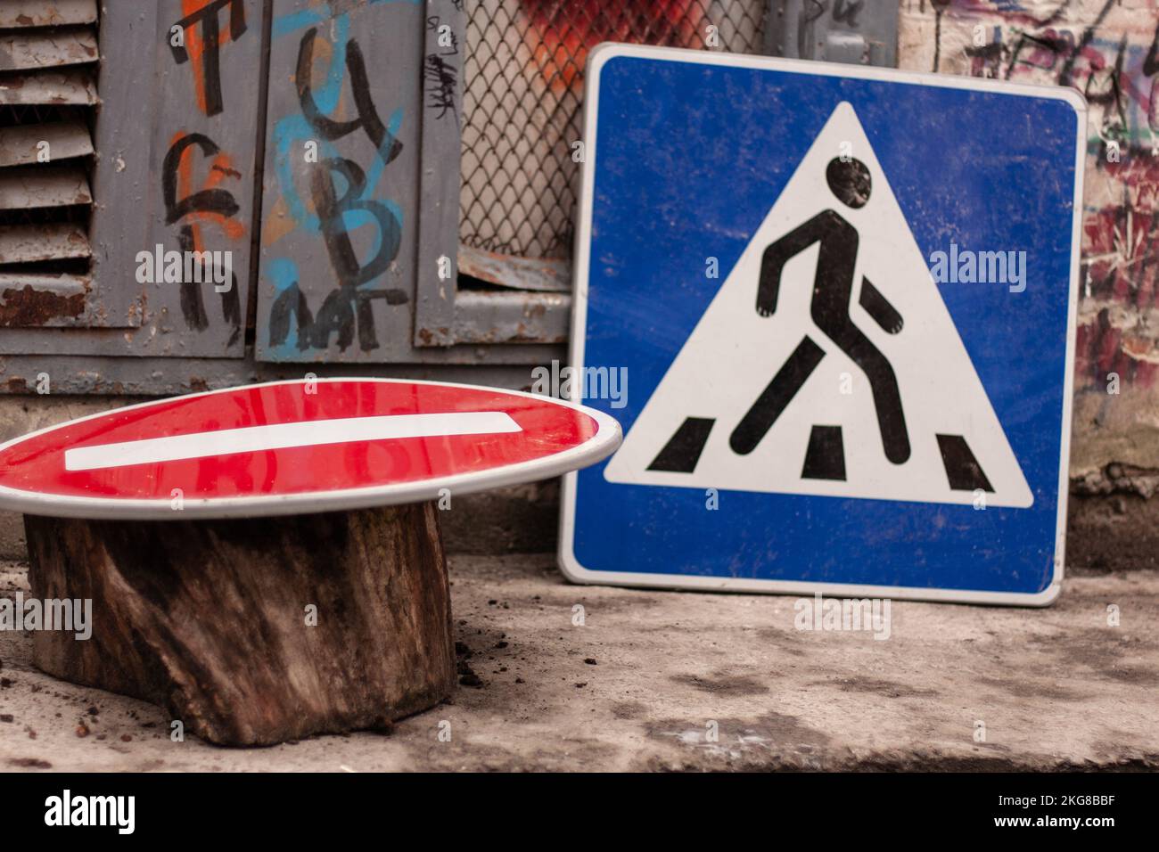 Changed road signs, various interesting drawings and slogans on the ...