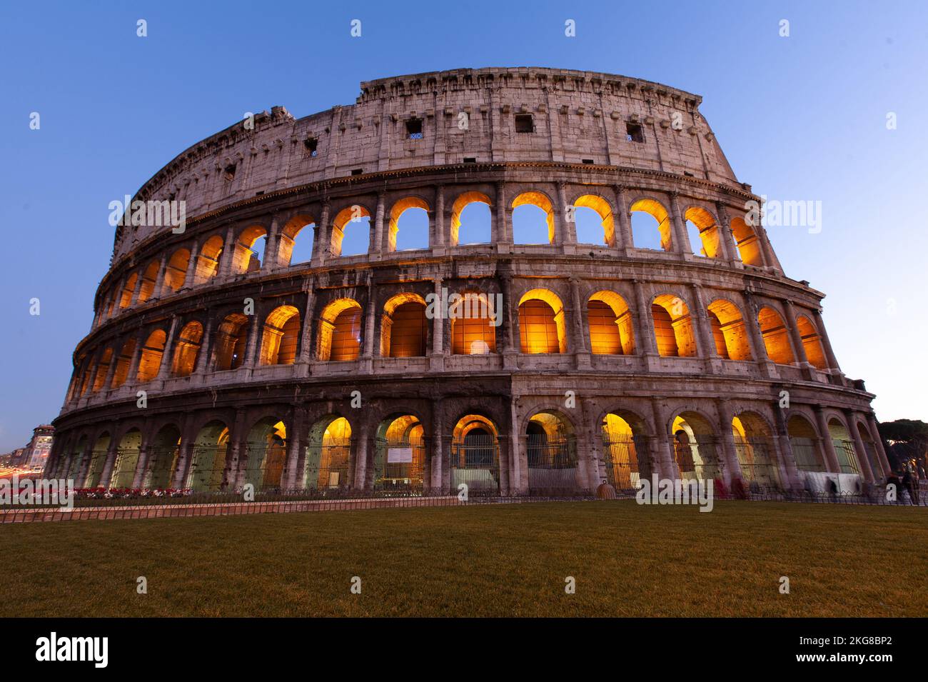 rome, italy, colosseum old ancient building gladiator battle at night ...