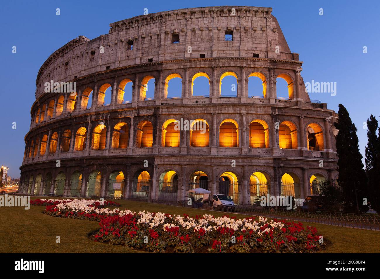 rome, italy, colosseum old ancient building gladiator battle at night ...