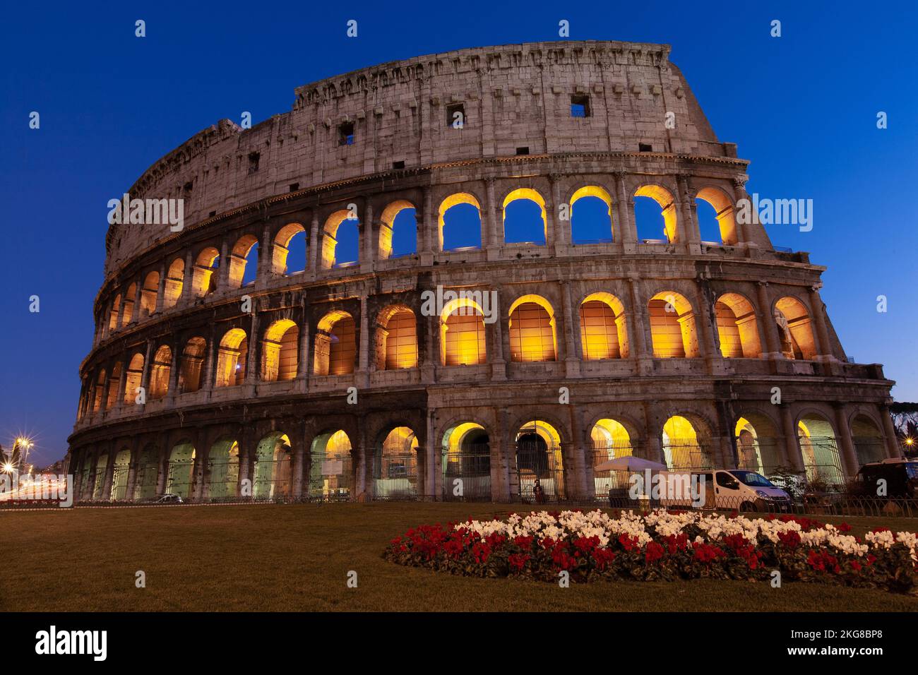 rome, italy, colosseum old ancient building gladiator battle at night ...
