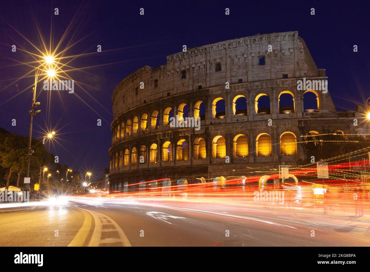 rome, italy, colosseum old ancient building gladiator battle at night ...