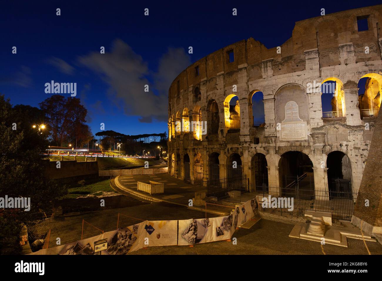 rome, italy, colosseum old ancient building gladiator battle at night ...
