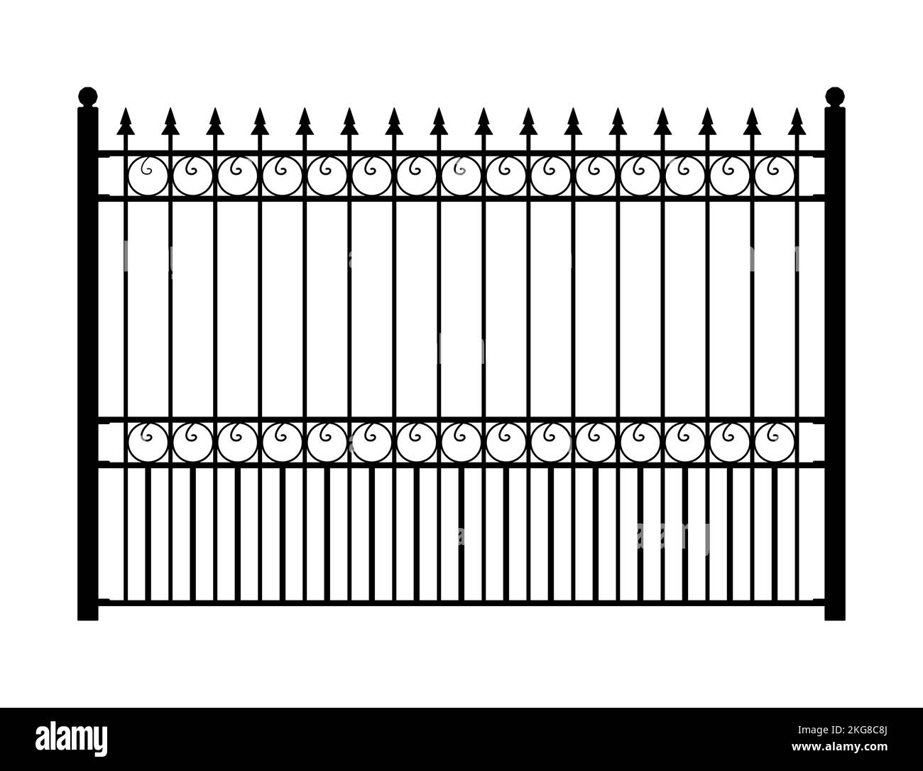 A simple metal spike fence silhouette vector illustration Stock Vector ...