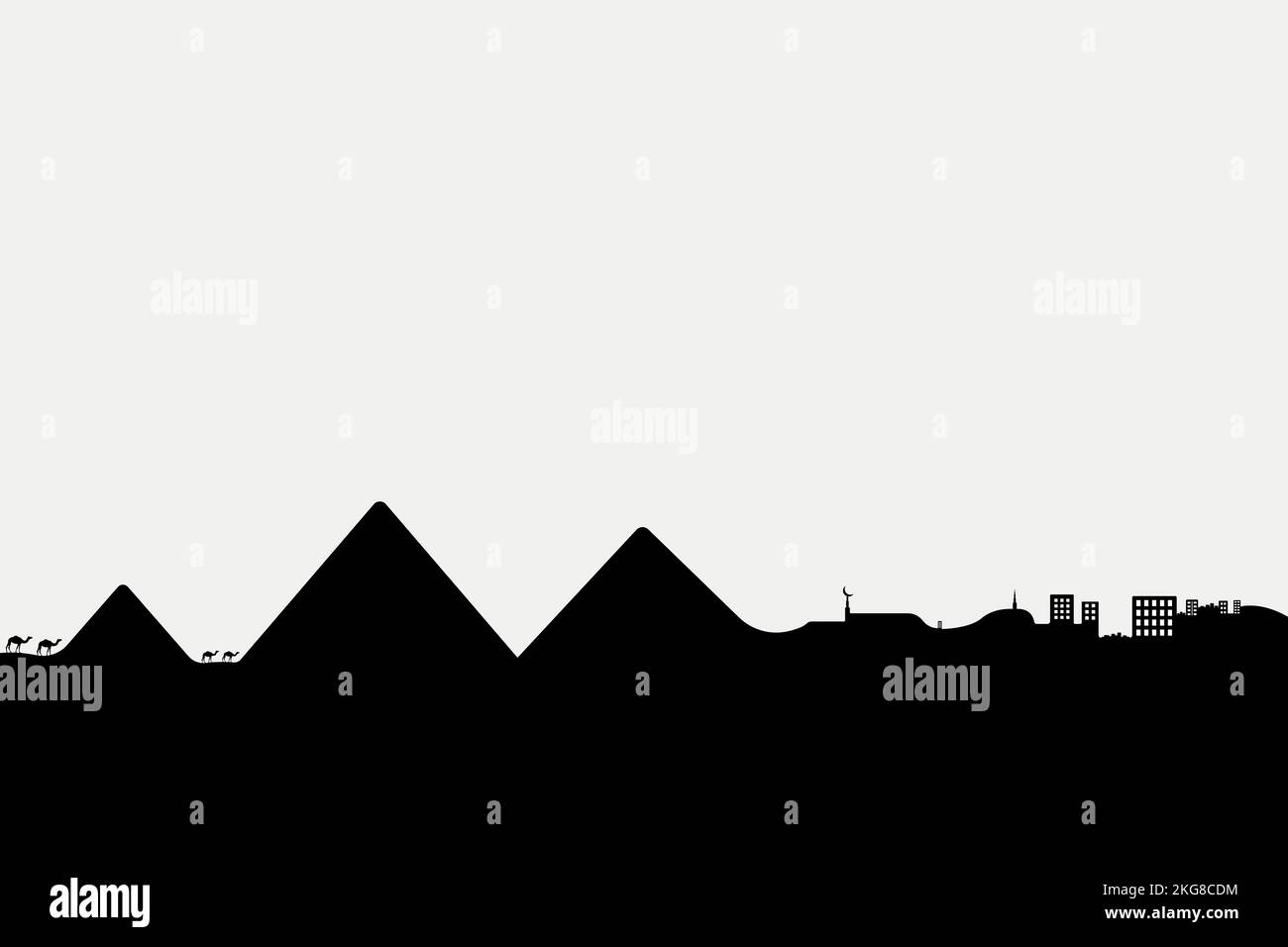 A simple Egyptian pyramids and the city outline vector illustration ...